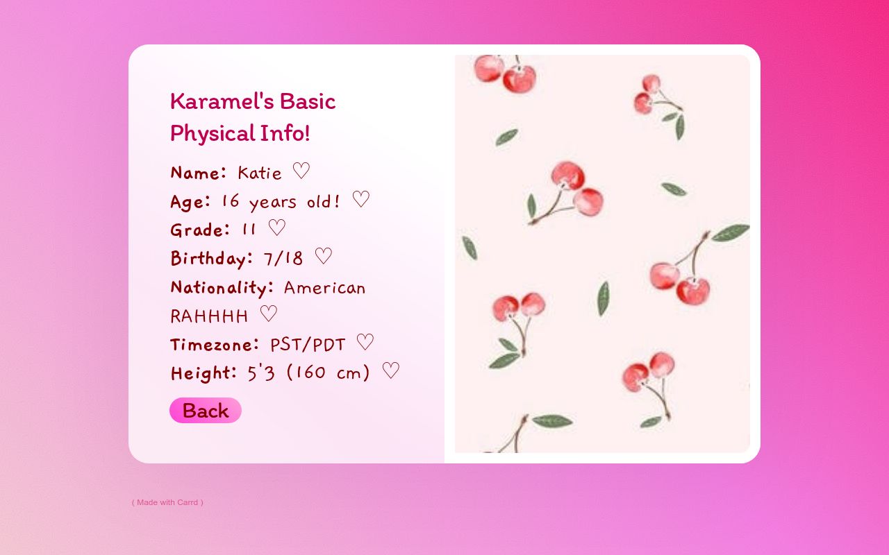 Karamel's Basic Physical Info